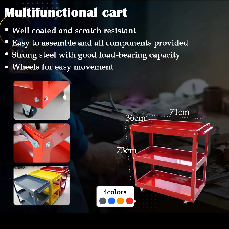 3 Layer Trolley Hand Push Tool Cart Heavy Machinery Workshop ...