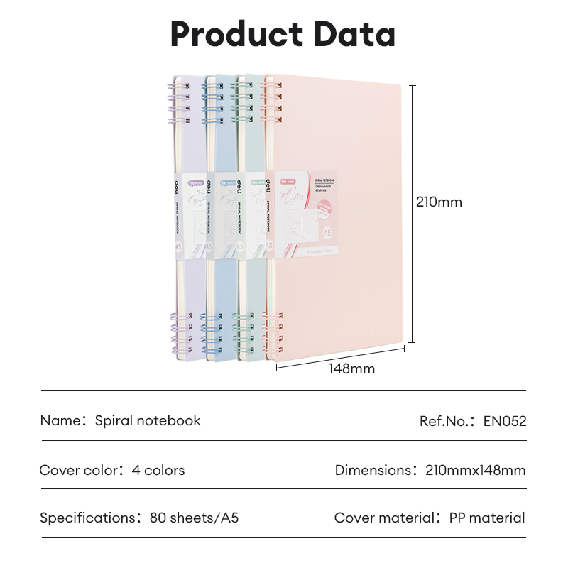 Deli A5/B5 Notebook 80Sheets Waterproof Spiral Big Journal Notebooks ...
