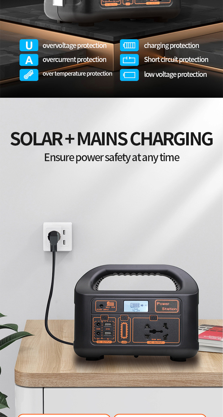 Portable Power Station 220V 150W Outdoor Solar Generator Portable ...