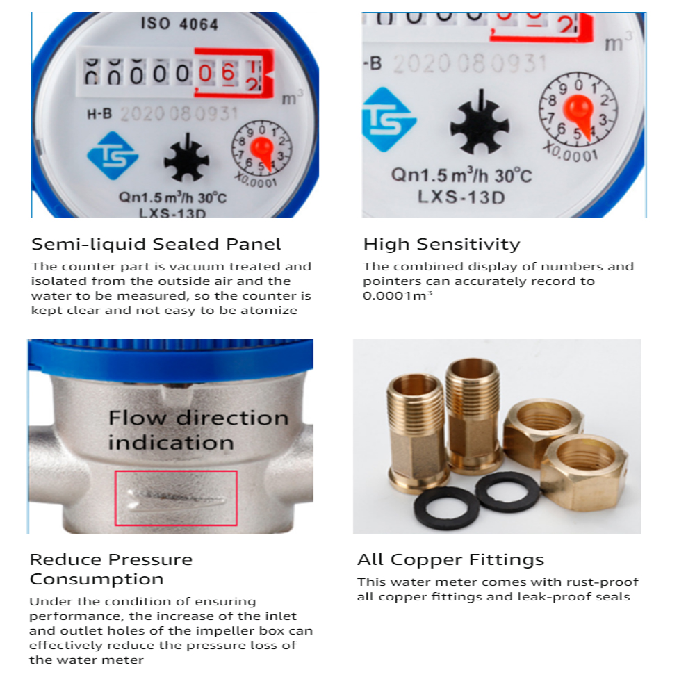 Brass Water Meter Dry Type Water Submeter Original For Garden & Home ...