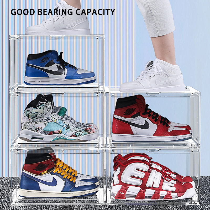Front Drop/Side Drop Acrylic Stackable basketball shoe box Shoe ...