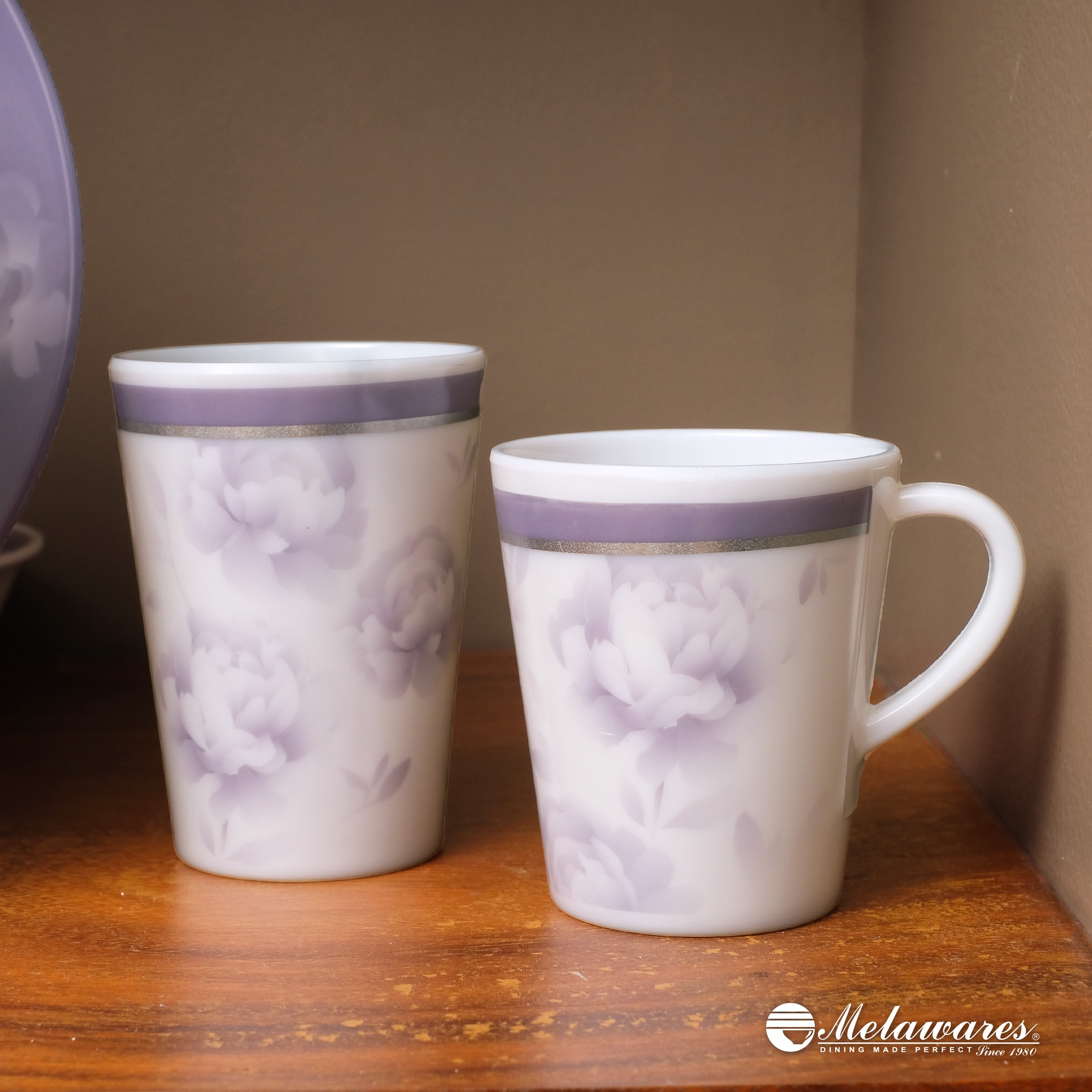 Melawares Grace 6pc 14oz Melamine Plastic Tumbler with Silver Lining ...