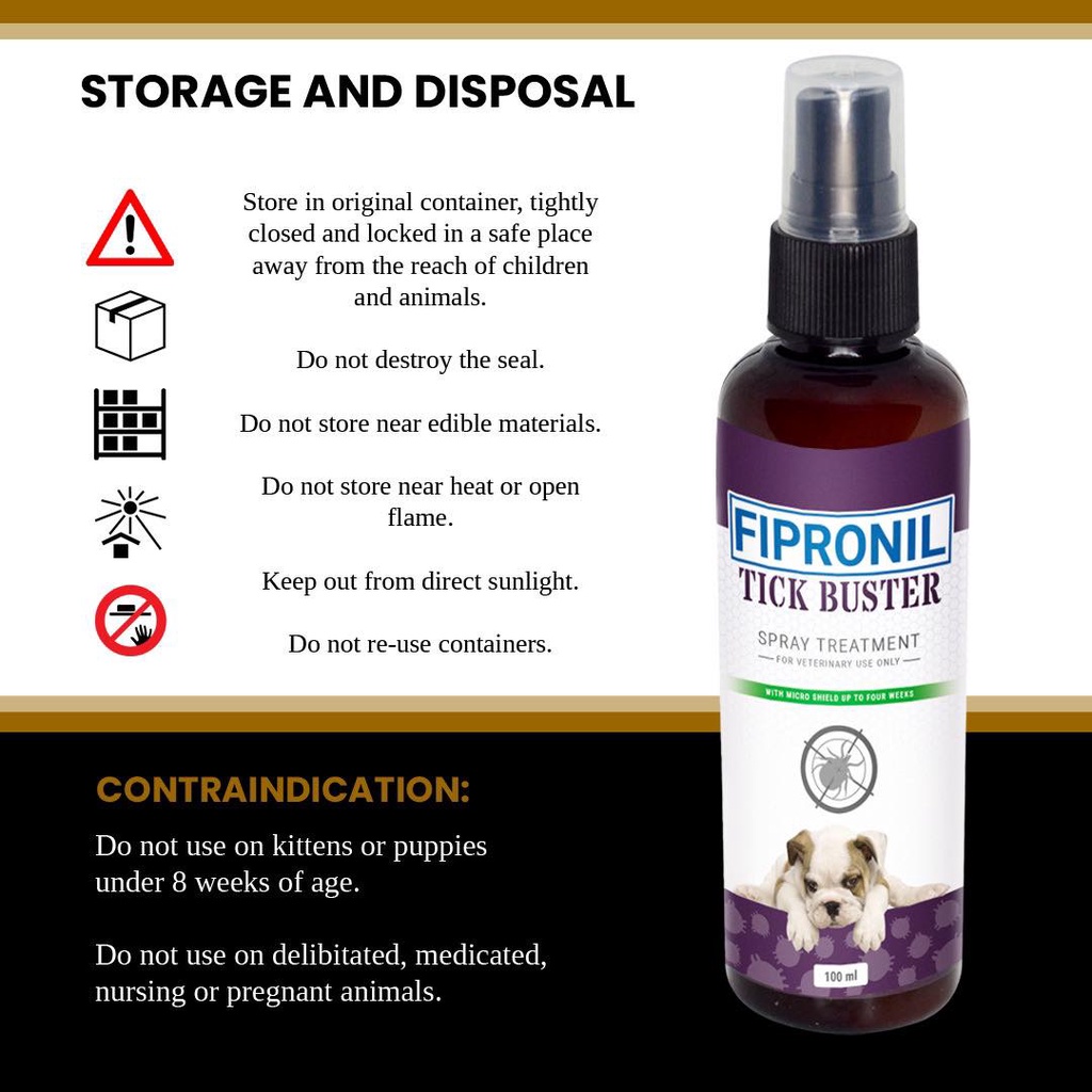 100ml 200ml Tick Buster Fipronil Spray Treatment Anti Fleas Ticks Pet ...