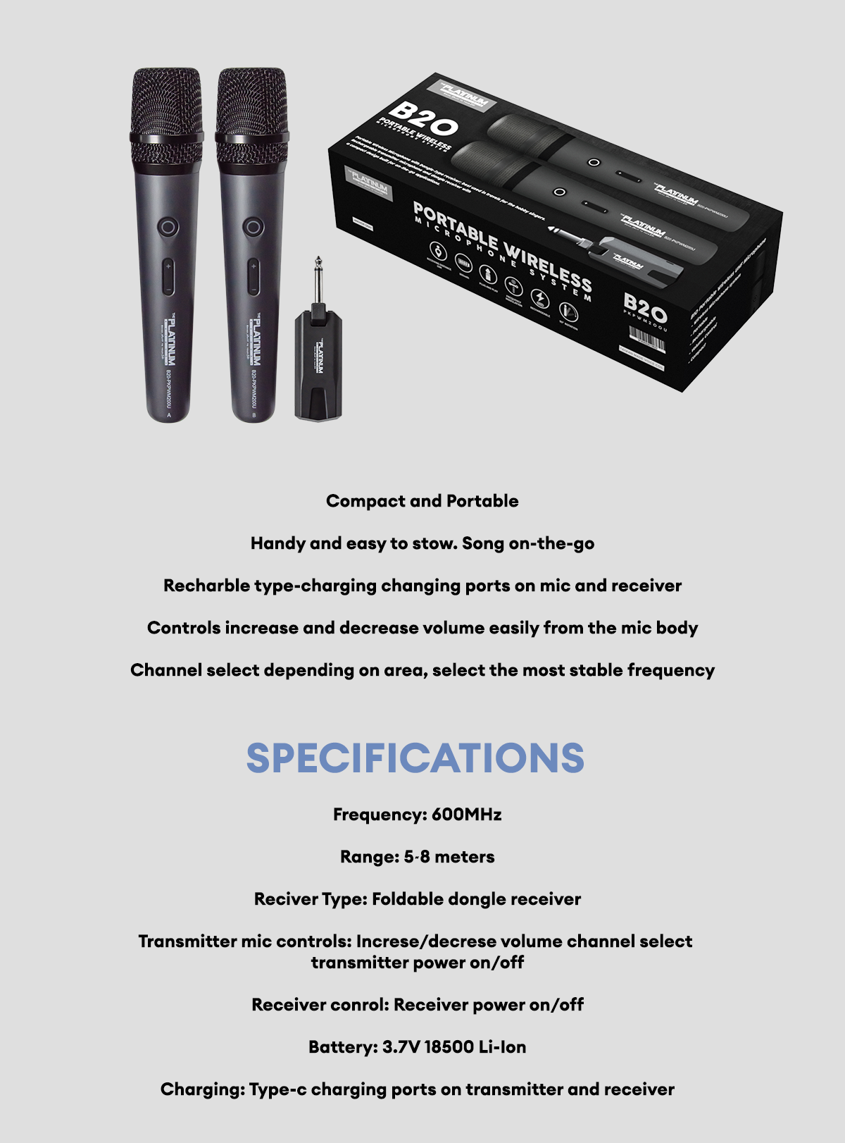 Platinum Karaoke B20 Portable Wireless Microphone | Shopee Philippines