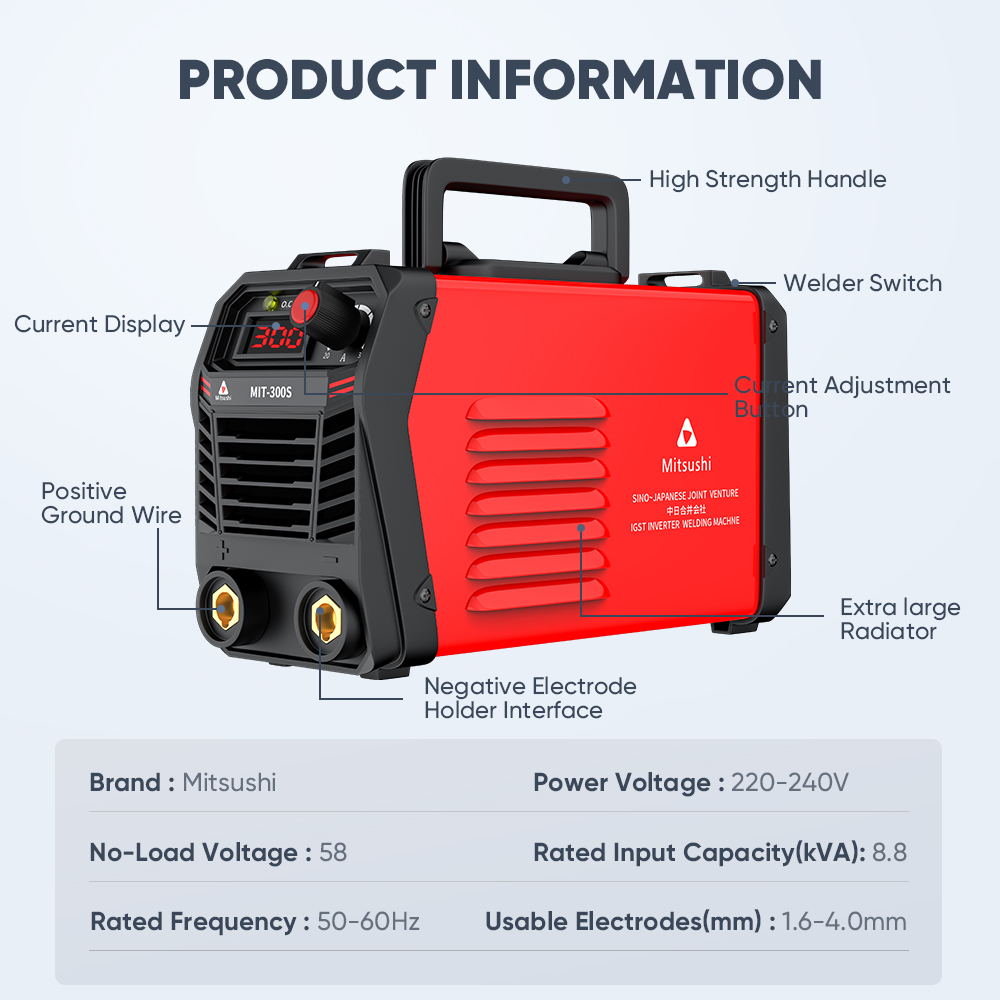 Mitsushi Mit300S Electric Welding Machine IGBT Technology Digital Display Inverter Welding ...