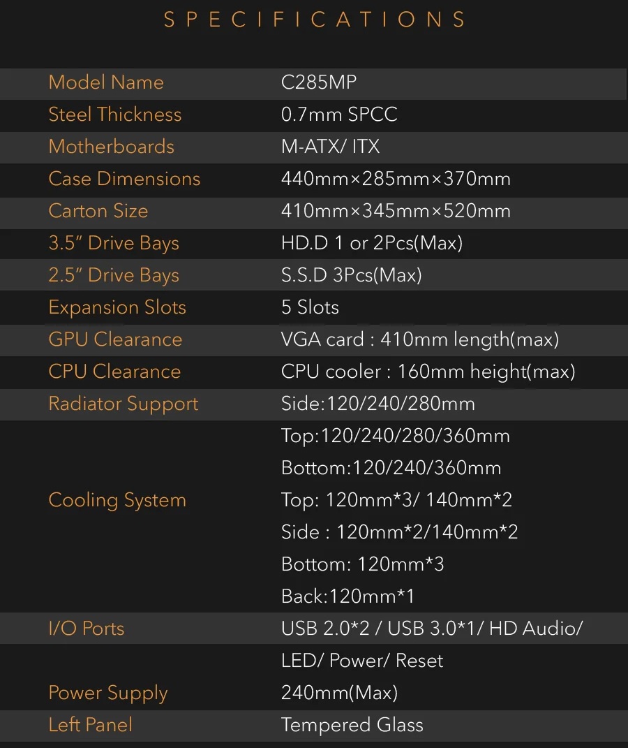 Darkflash C285MP Exquisite mATX Tempered Glass Panoramic Side ...