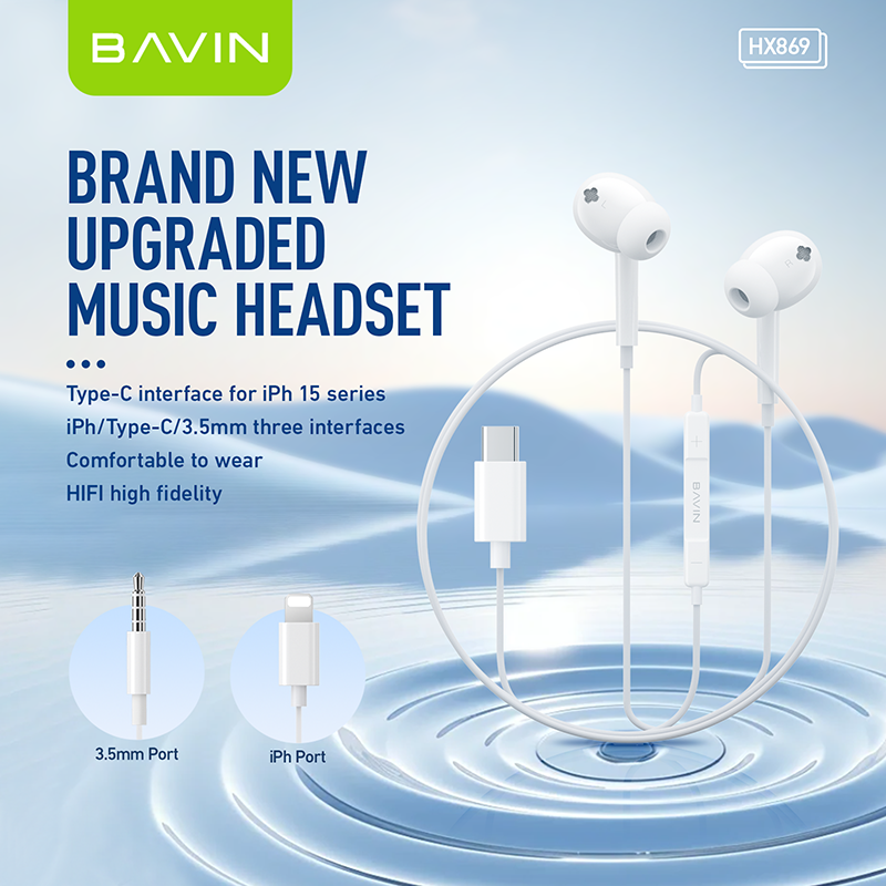 BAVIN HX869 Hi Res Audio Music Wired Earphone Stereo Sounds Widely ...