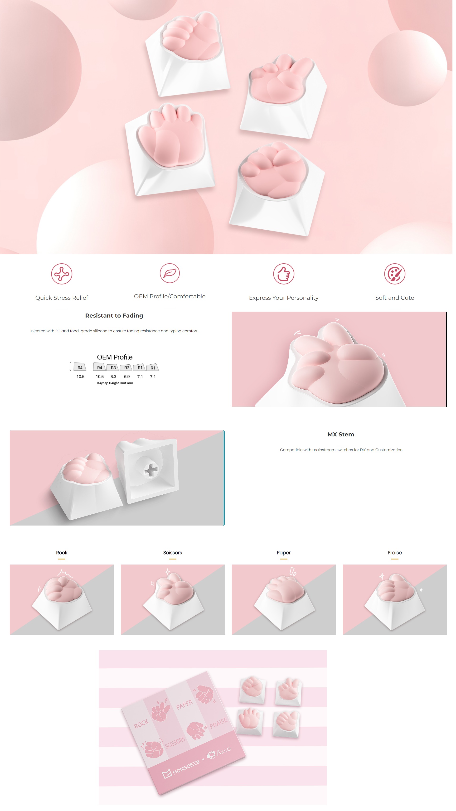 Akko Rock Paper Scissors And Praise Artisan Keycaps | Shopee Philippines