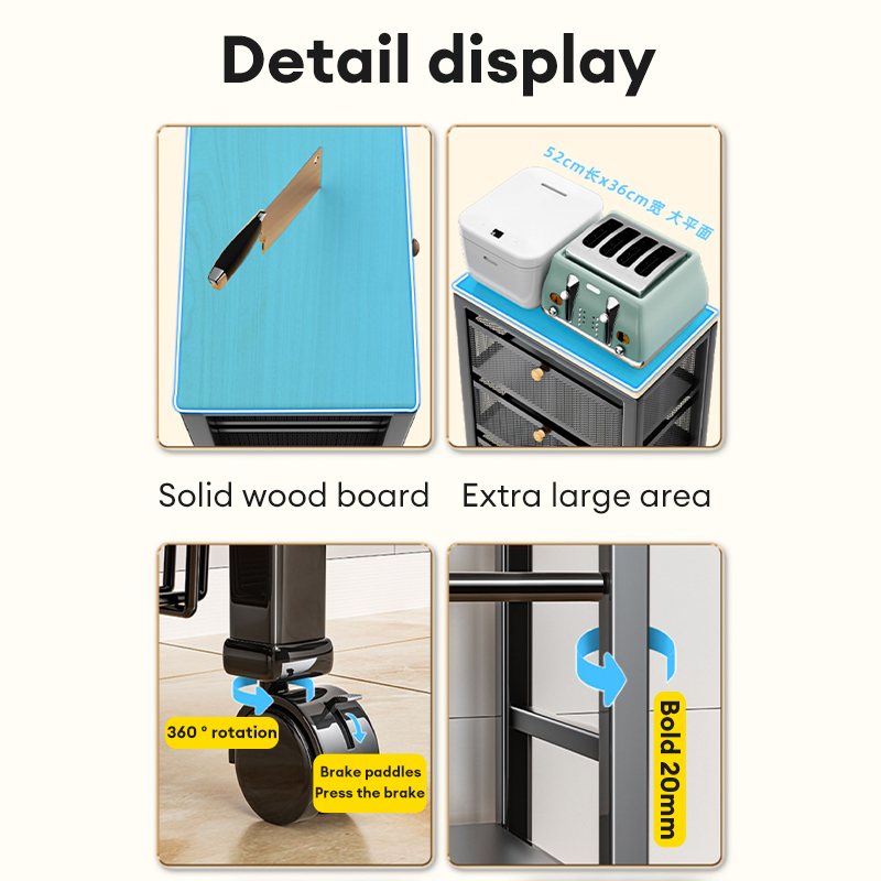 3/4/5 Layers Kitchen Rack Dustproof Storage Cabinet Carbon Steel Multi ...