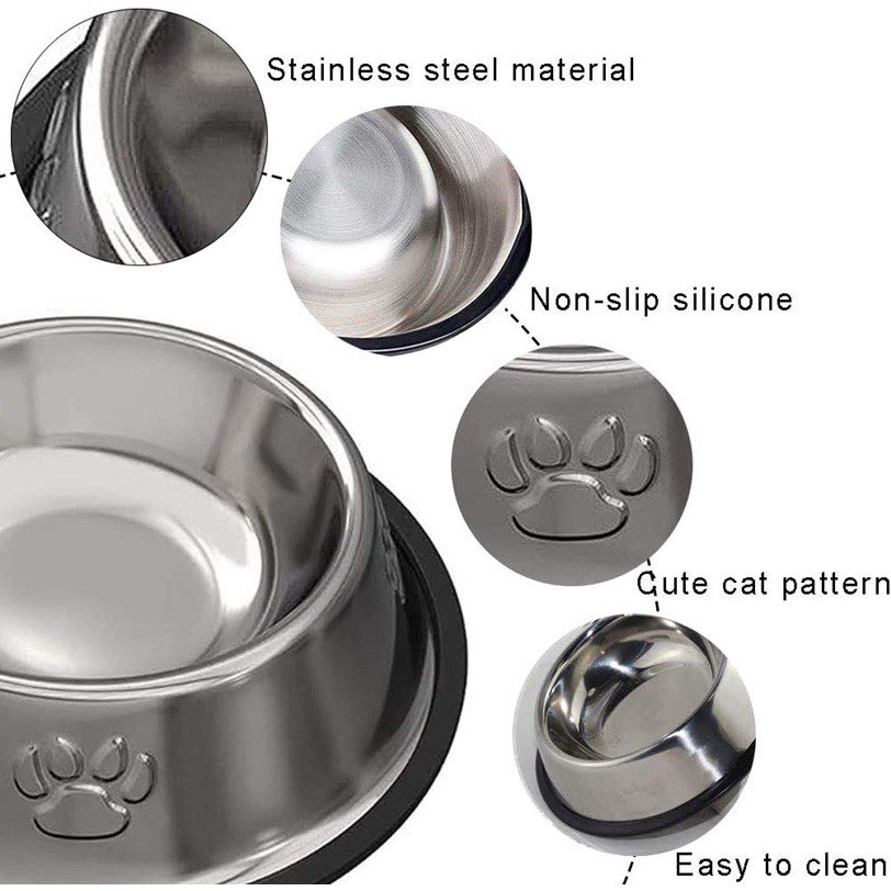 Thick Plain Stainless Steel Dog Cat Plate Bowl Bowls Food or Water Bowl ...