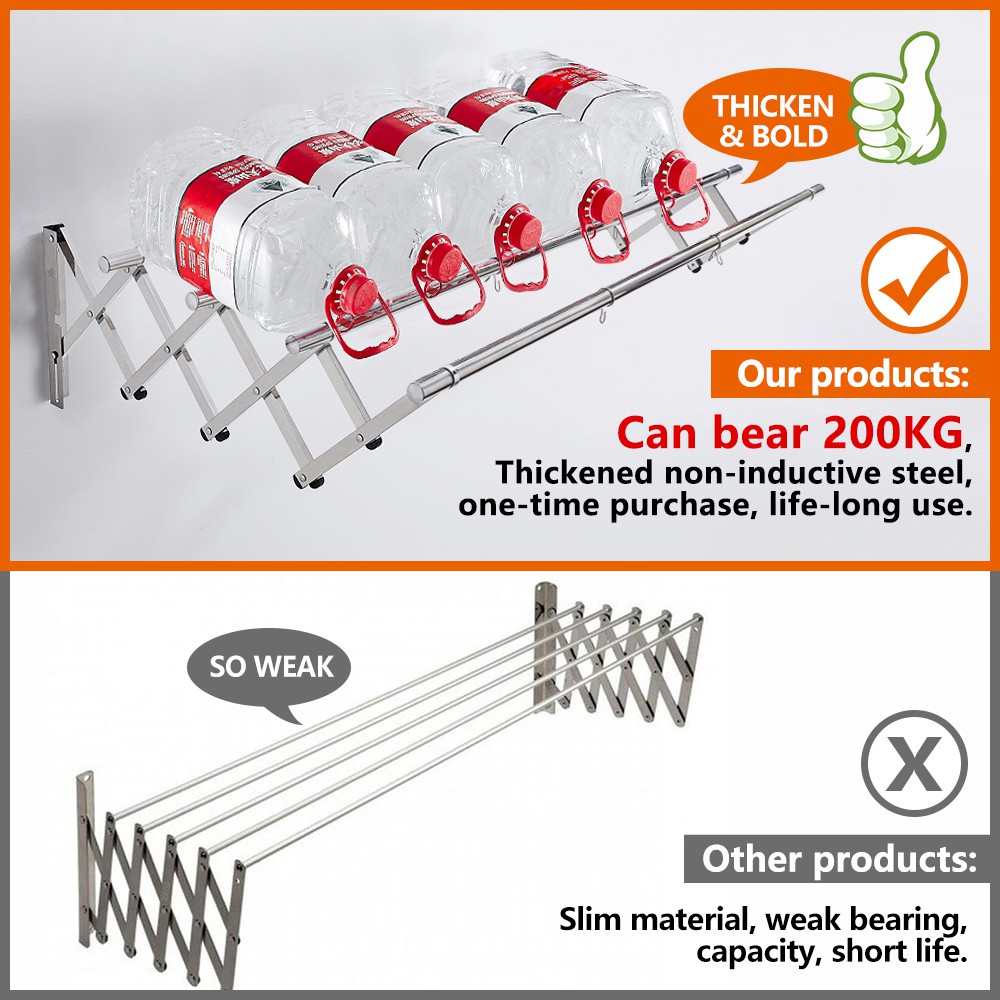 COD 3/4/5 Bar Foldable Sampayan Stainless Steel Drying Rack Clothes ...