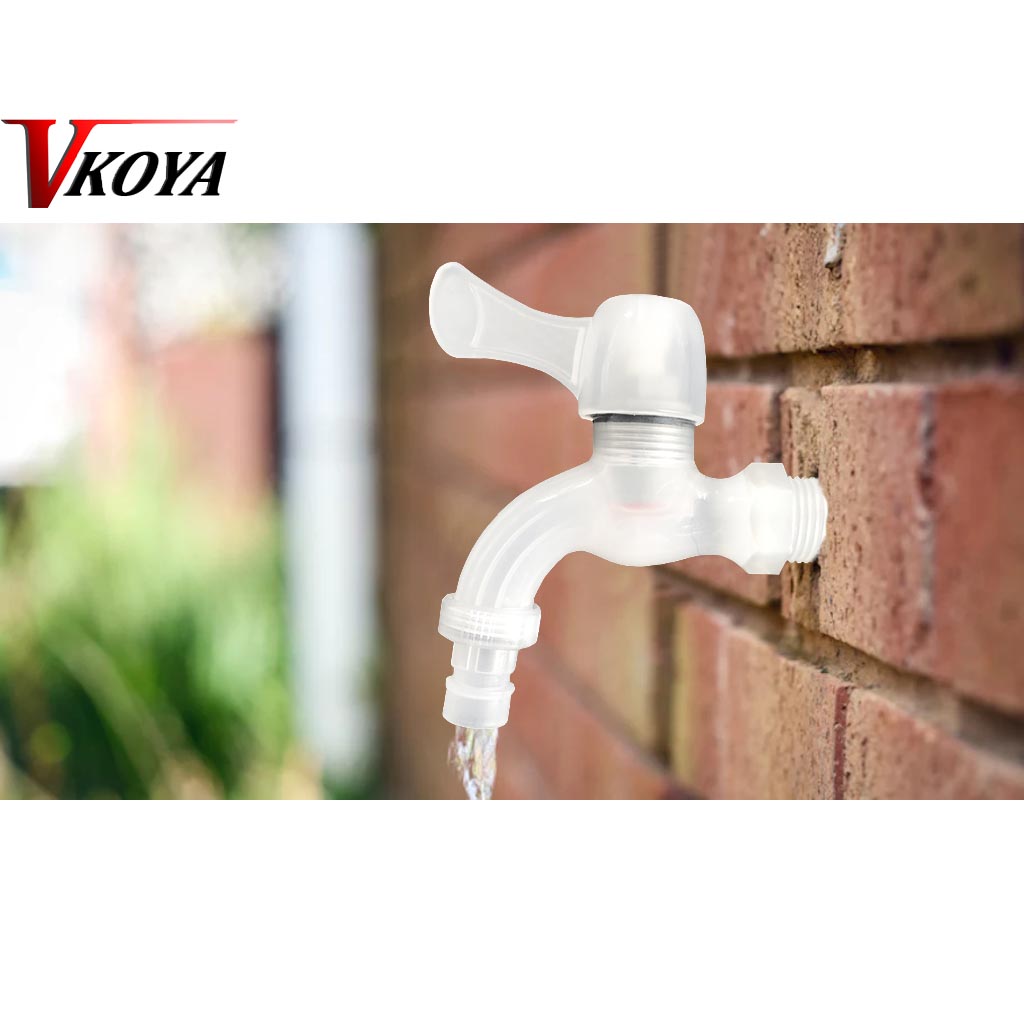 Vkoya PVC White Faucet Plain Bibb With Hose Connector 1/2" Thread Size ...
