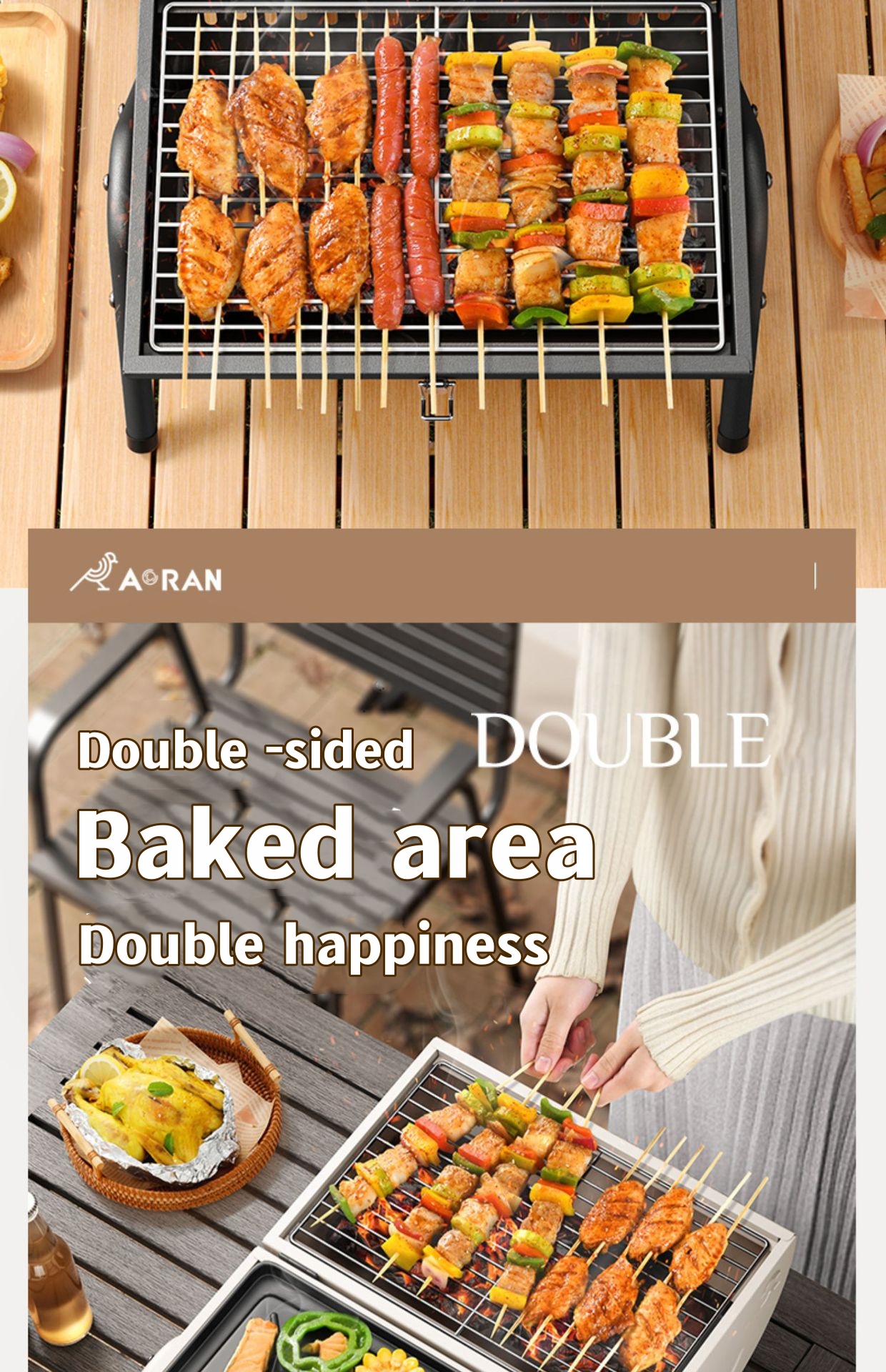 【Buy 1 take 1】BBQ Grill 2-sided grill Foldable cover Barbecue grill ...