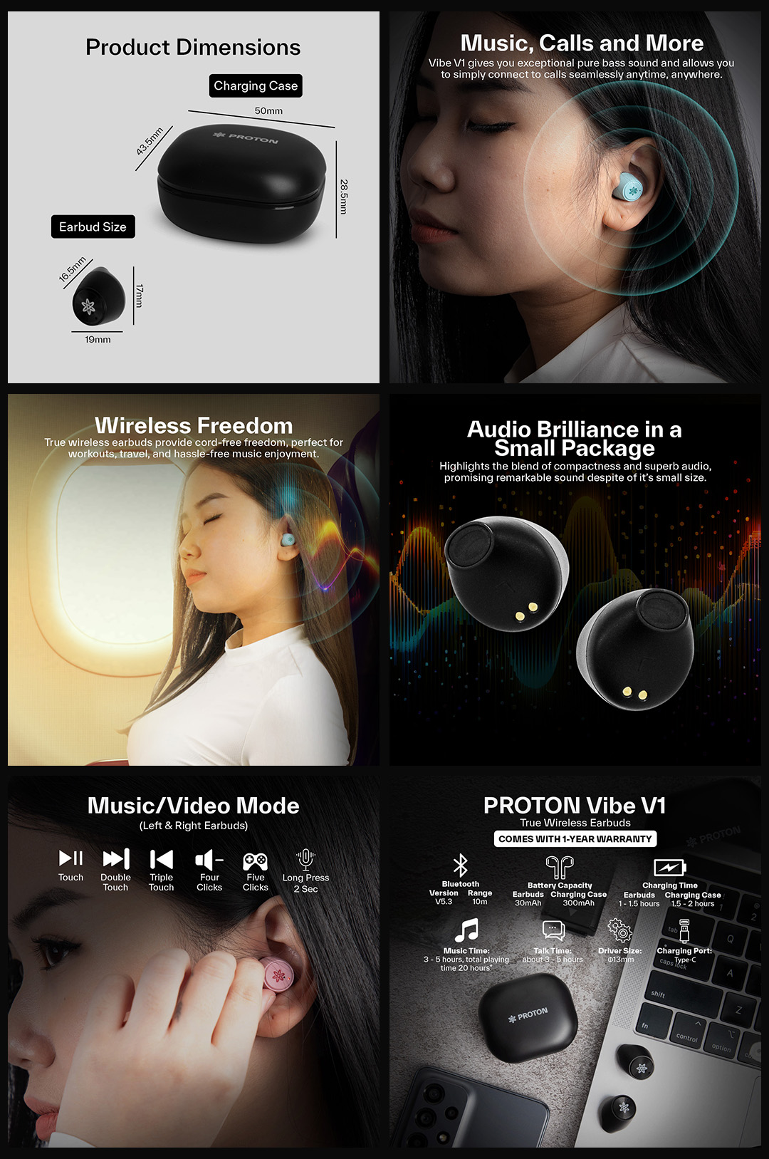 Proton Vibe V1 True Wireless Earbuds | Shopee Philippines