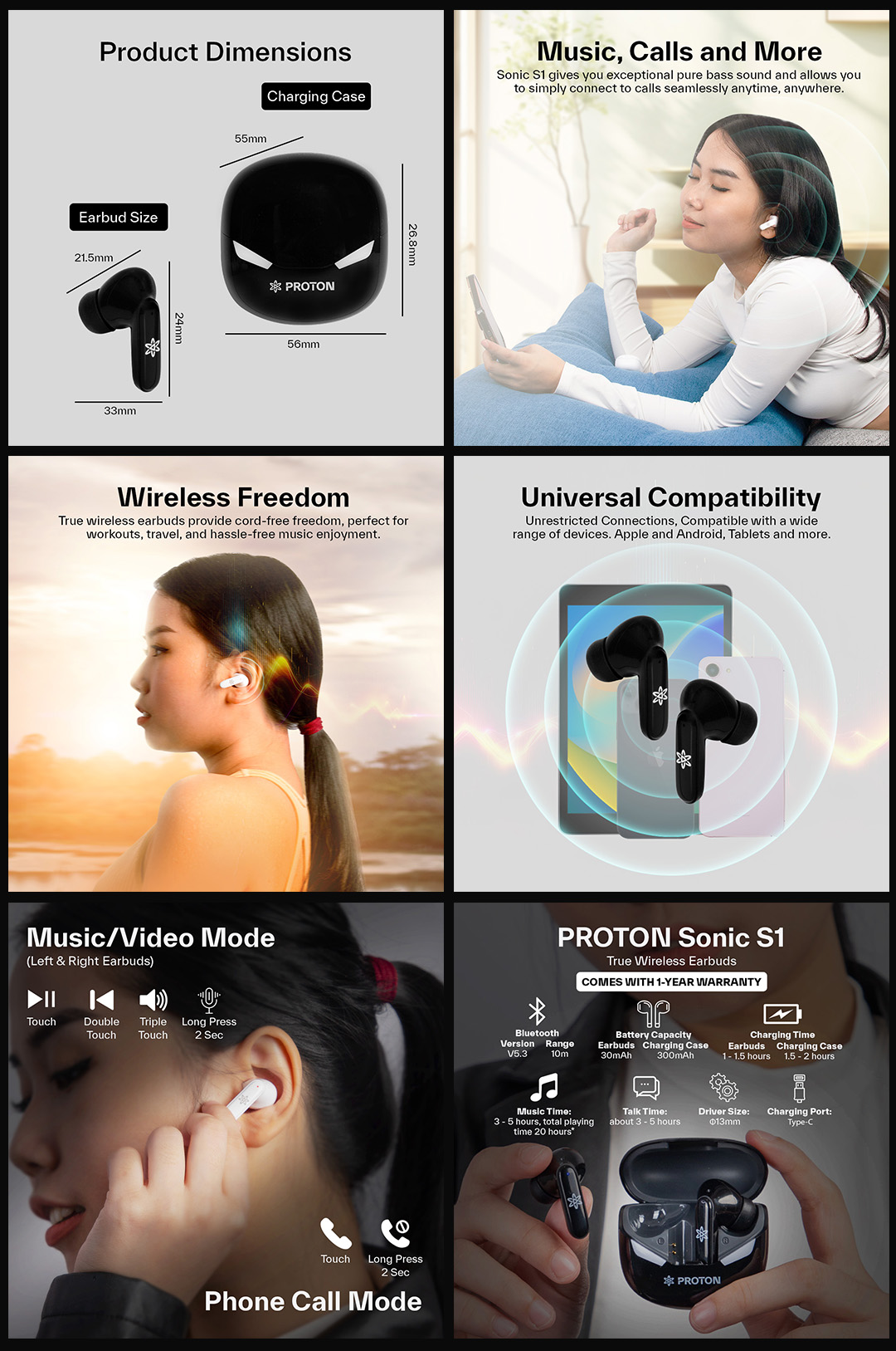 Proton Sonic S1 True Wireless Earbuds | Shopee Philippines