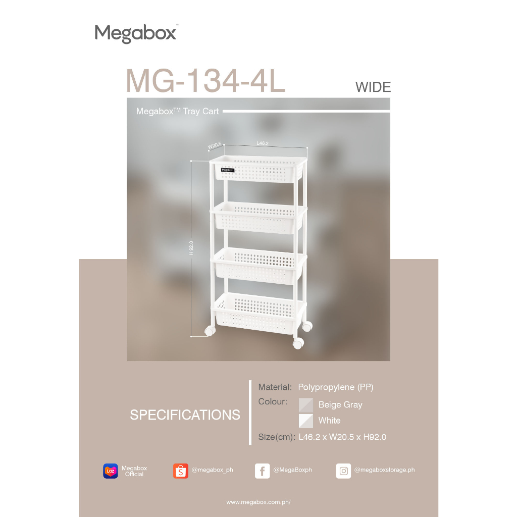 MEGABOX by DIY Hardware MG-134 Wide Tray Cart 4 Layers | Shopee Philippines