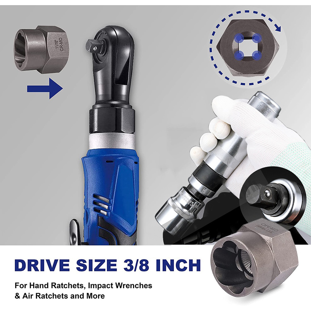 13pcs Impact Stud Socket Extractor Set Damaged Nut Bolt Remover 3/8 ...