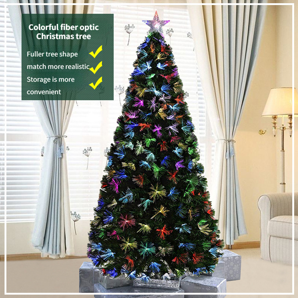 Fiber Optic Christmas Tree, Prelit Artificial Christmas Tree with Color ...