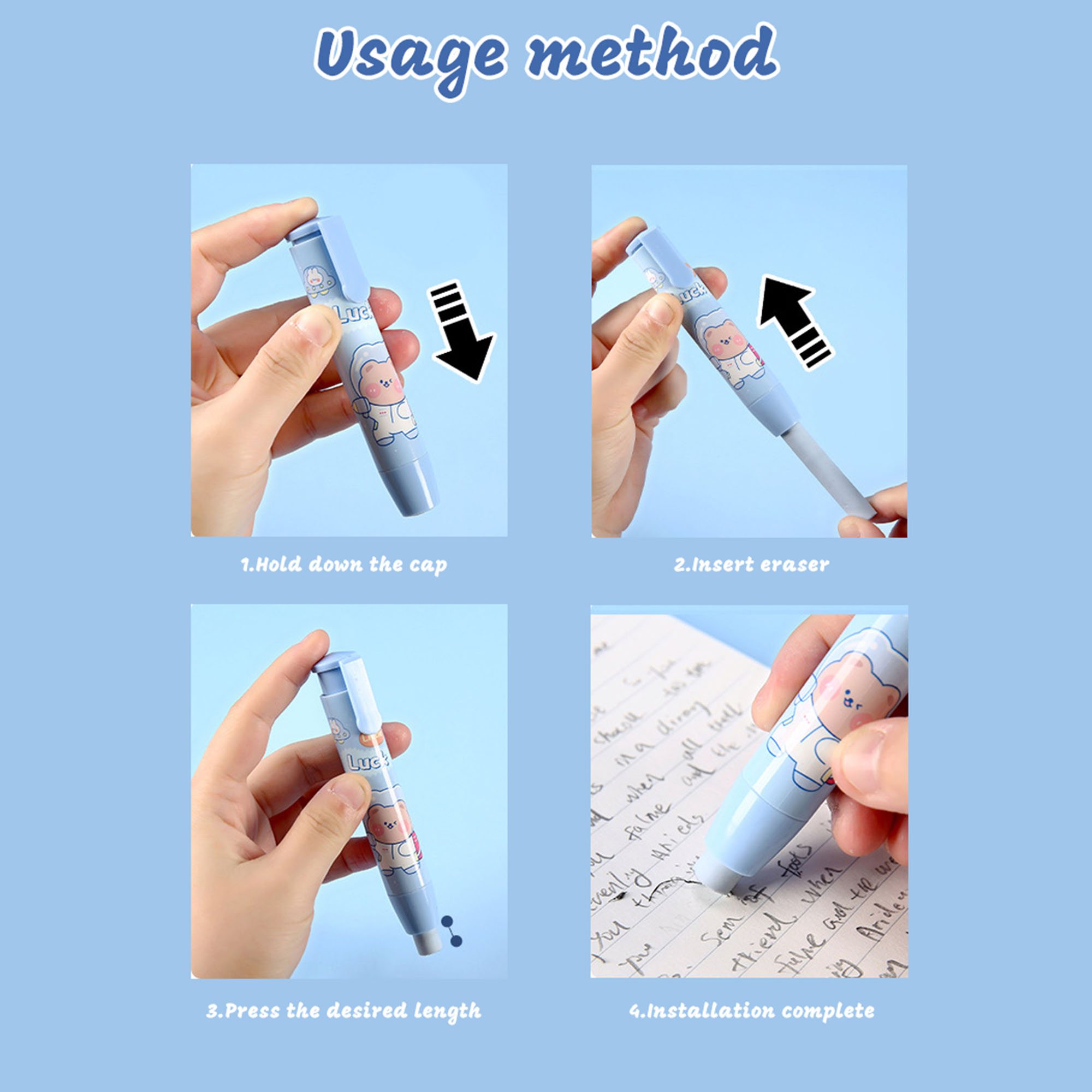Creative Retractable Eraser Press Eraser Practical Typo Change Pencil ...