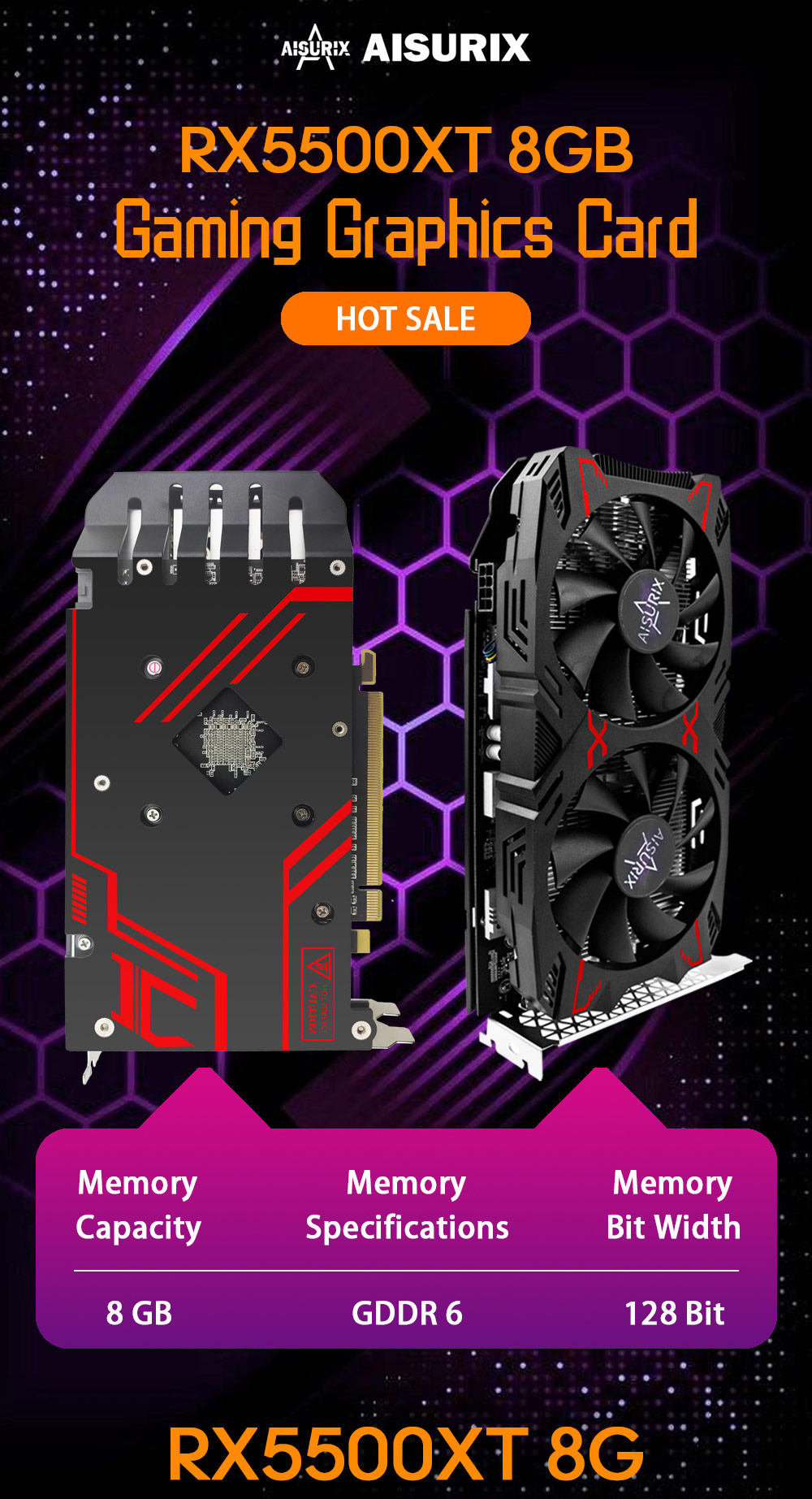 AISURIX RX5500xt 5500 5600xt 8GB GDDR6 1408sp Graphics Card AMD Gaming ...