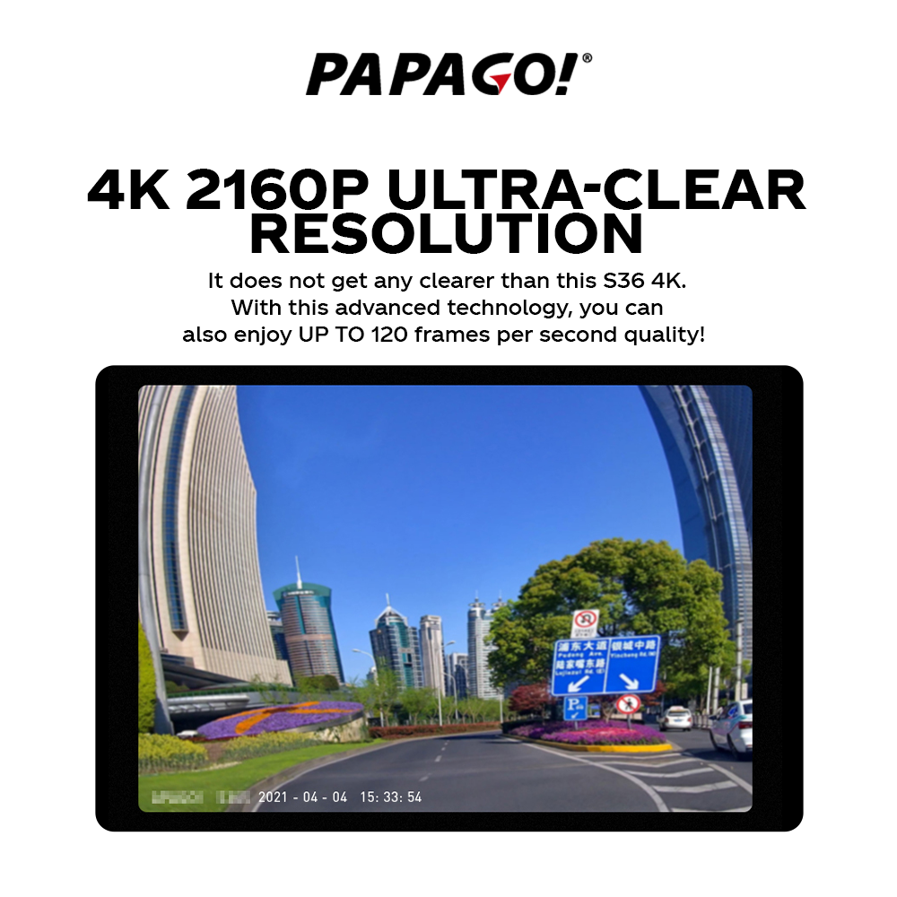 PAPAGO! S36 4K Dashcam: FREE SD Card 4K 2160P Ultra-Clear Resolution, 7-Layer Sony Lens, 24/7 ...