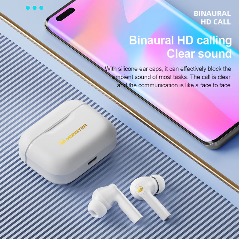 Monster XKT02 TWS Bluetooth Earphones Wireless Earbuds with Mic Noise ...