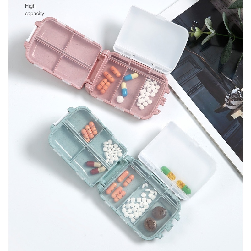 8 Divider Clam Shell Design Medicine Tablet Pill Storage Organizer ...