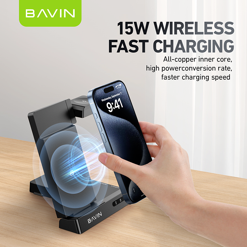 BAVIN PC1069 Portable Multi-functional 6 in 1 Wireless Docking Charger ...