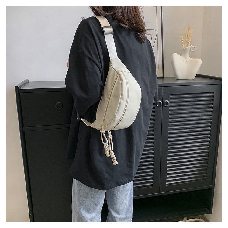 Yvon Unisex's Cross Body Chest Plain Bag Korean Fashion Nylon BeltBag ...