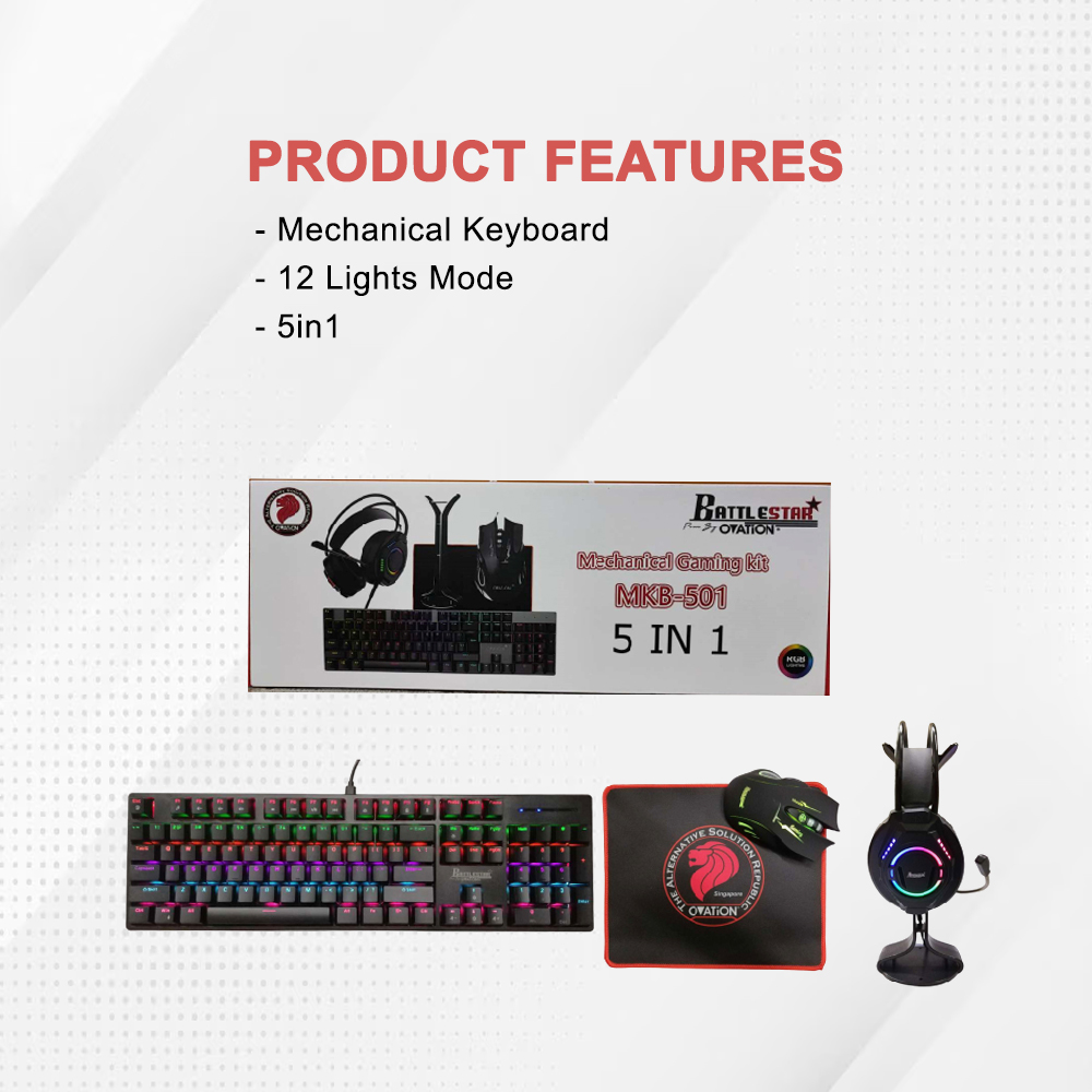 EasyPC|Ovation BTS MK501 5in1 Mechanical Keyboard,Mouse,Headset ...