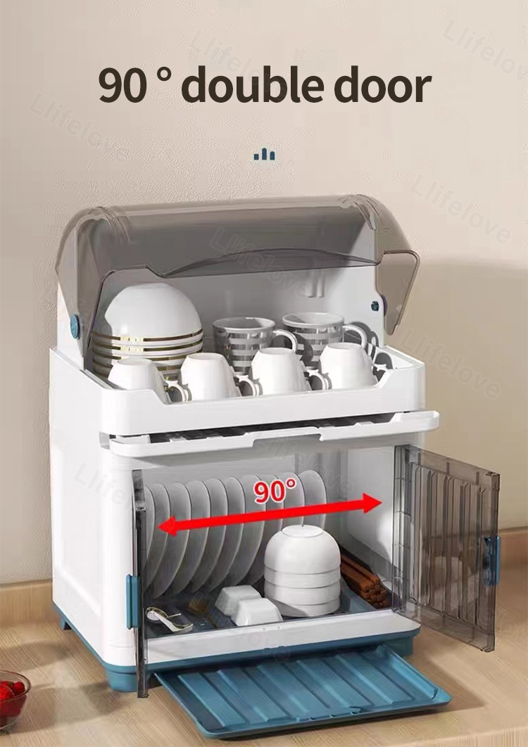 4/3/2 Layers Dish Rack Cabinet With Cover Kitchen Clamshell Cupboard ...