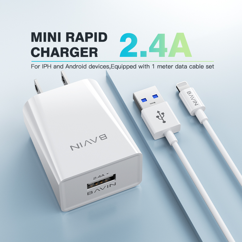 BAVIN PC910 / PC895 2.4A Quick Charging USB Port Wall Charger w/ 1 Meter Cable for Micro/Type-C ...