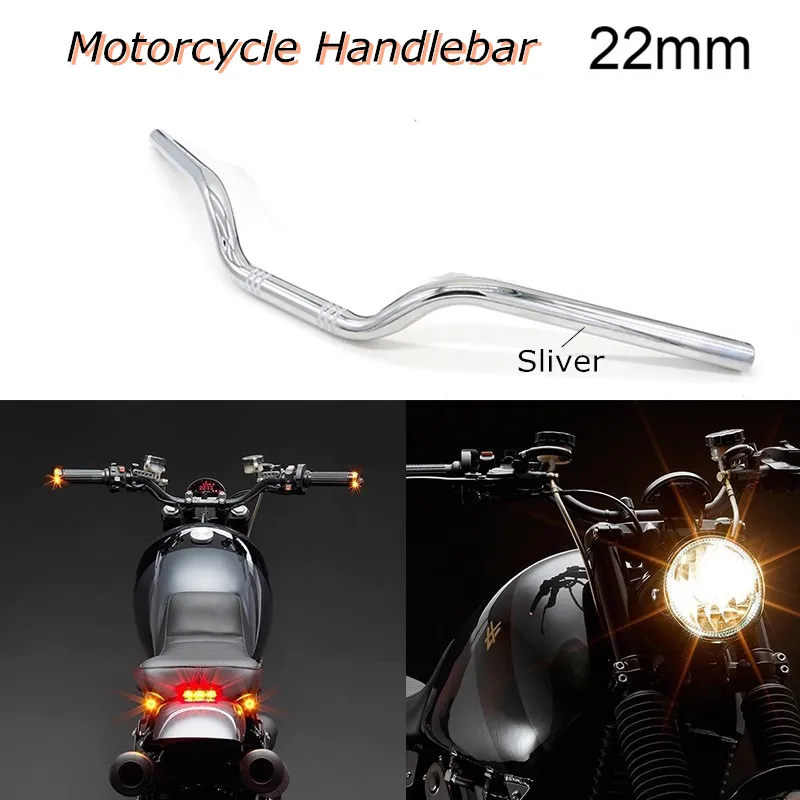 22MM Universal Motorcycle Refit Handlebar Retro Black Modified Handle ...