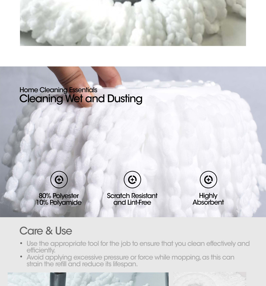 SCRUBZ Spin Mop Refill 130gram [Set of 2] Microfiber 16cm Mop Head ...