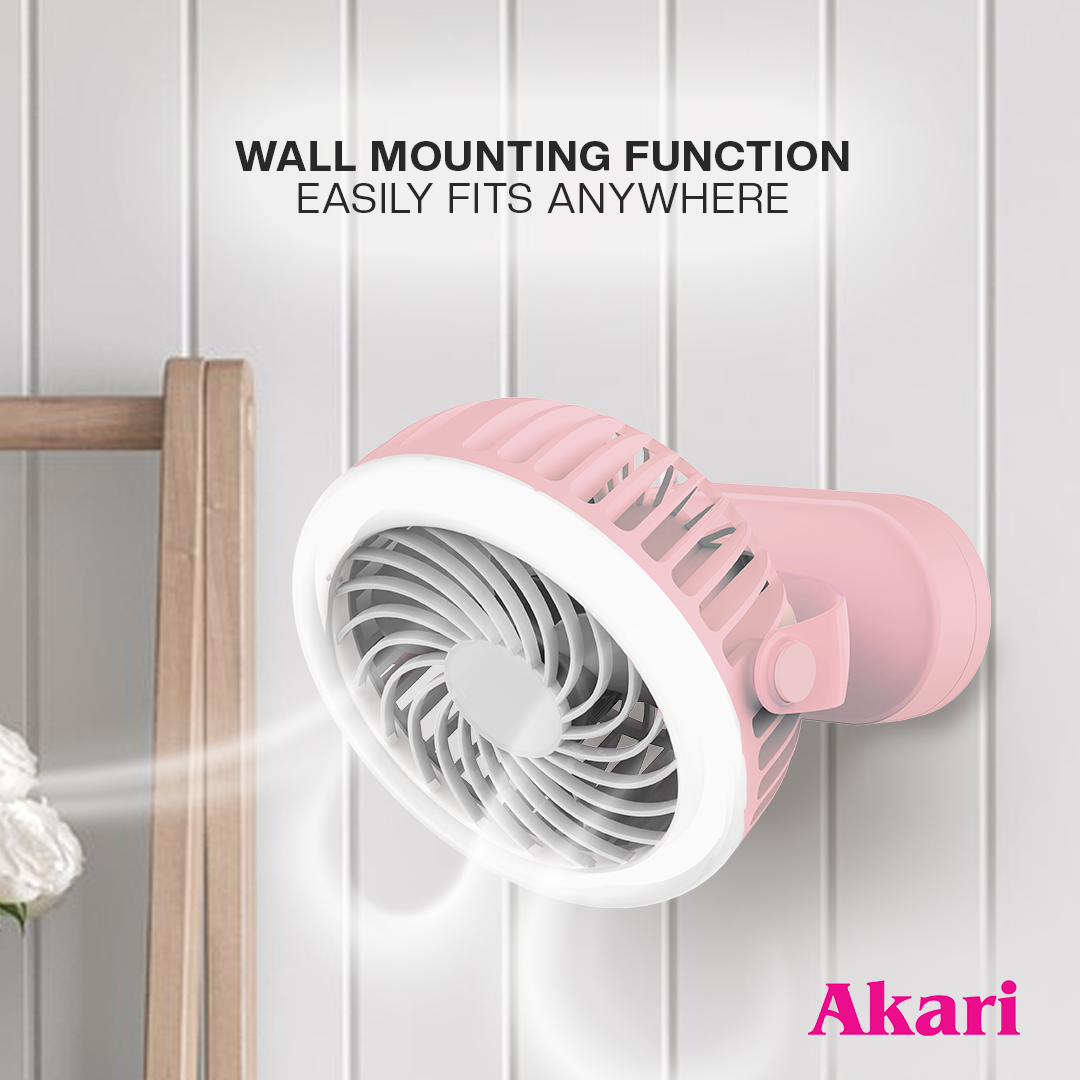 Akari 5" Rechargeable Fan w/ Ring Light (AJF-5024) | Shopee Philippines