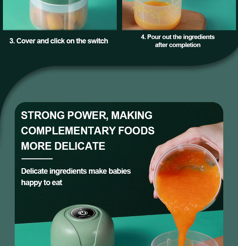 Electronic Mini Food Chopper Blender USB Rechargeable Grinder Mixer ...