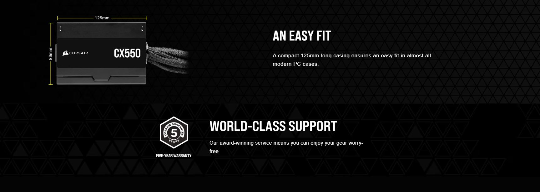 Corsair CV550 / CX550 550Watts 80+ Bronze Certified Power Supply ...