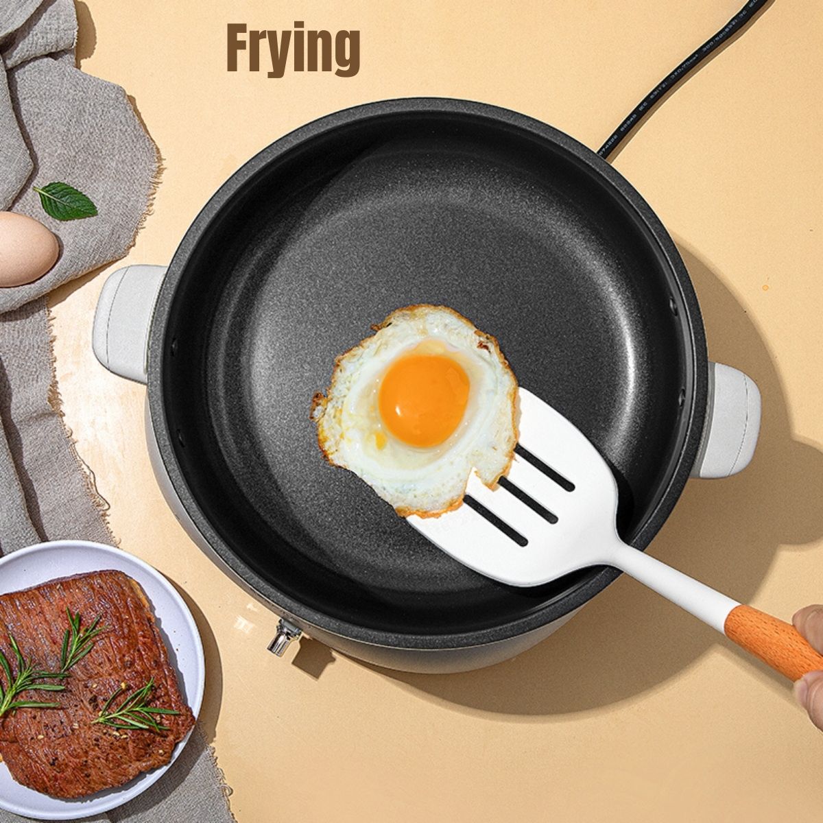 LOCAUPIN Set of Wooden Handle Kitchen Utensil Cookware Silicone Cooking ...