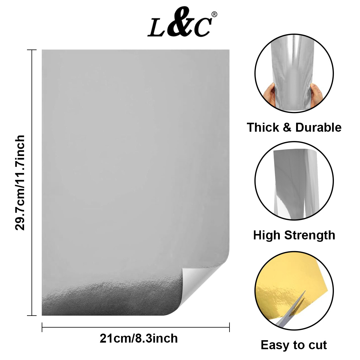 L&C 10pcs 250gsm Glitter and Shiny Metallic Mirror Cardstock Board DIY ...