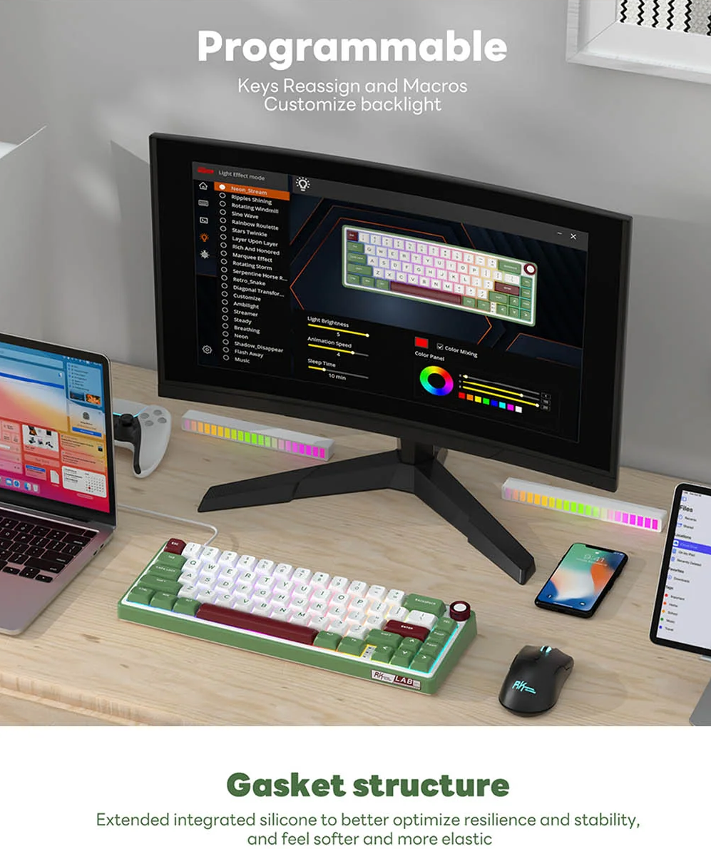 Royal Kludge R65 Single-Mode RGB 66-Keys Hot-Swappable Mechanical ...