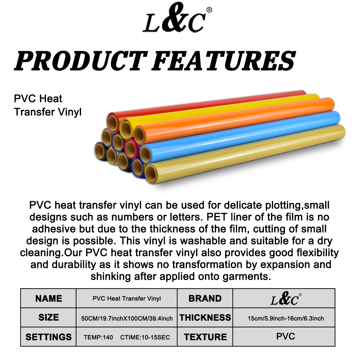 L&C CDP PVC Rubberize Heat Transfer Cuttable Vinyl For T-Shirts ...