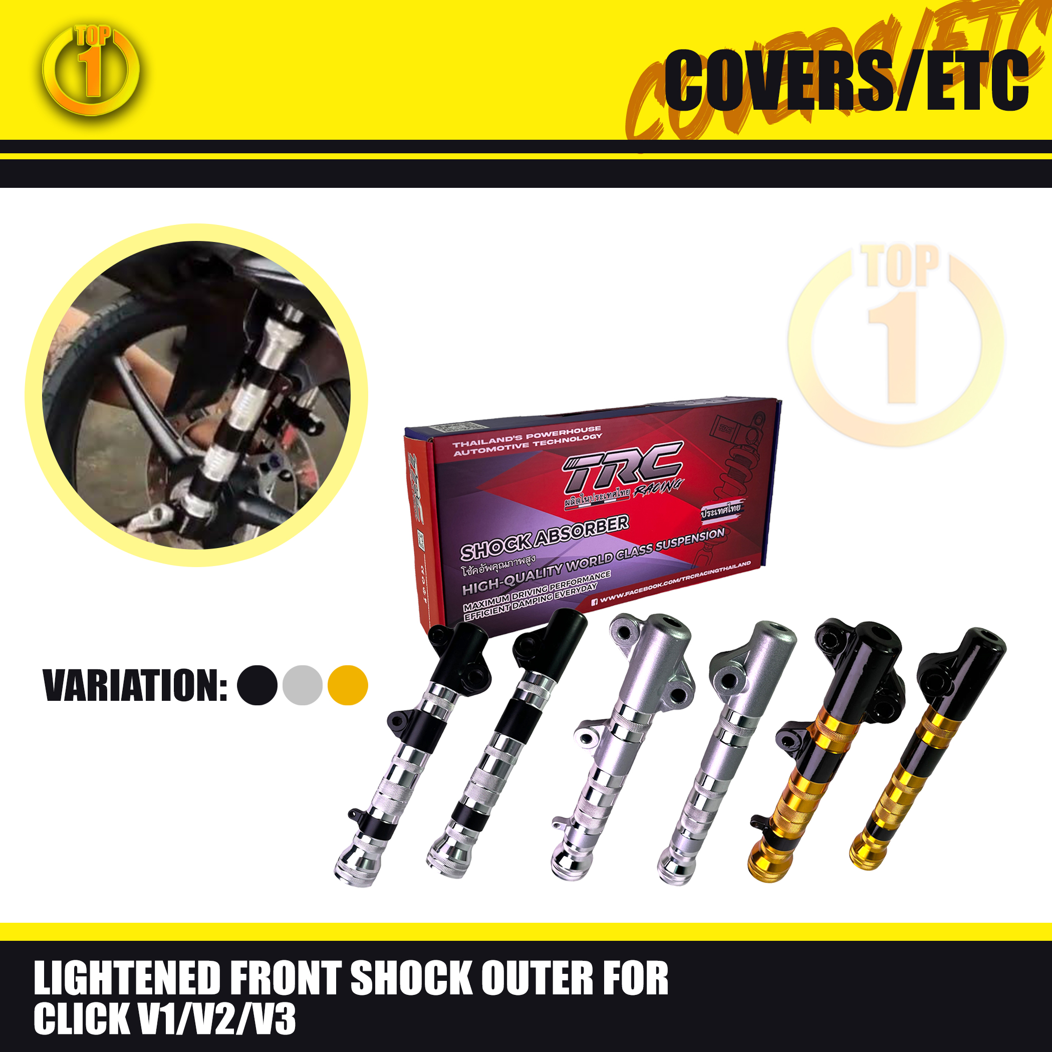 TOP1 PH TRC Lighten Outer Tube Shock for Honda Click 125 150 v1 v2 v3 ...