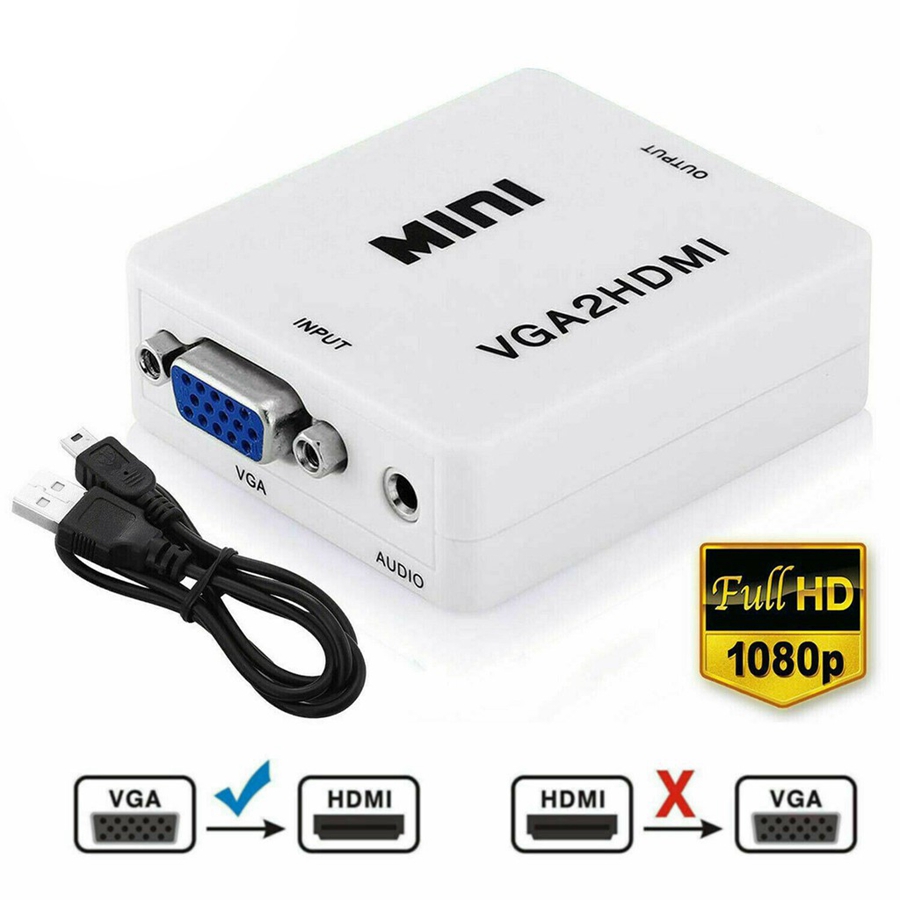 Mini Vga2Hdmi Vga To Hdmi Converter 3.5mm Audio Video Adapter Full Hd ...