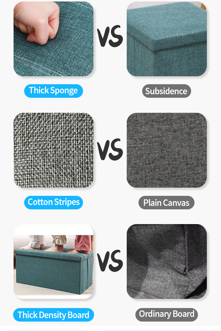 Ottoman Storage Box Stool Rectangular Storage Stool Sofa Folding ...