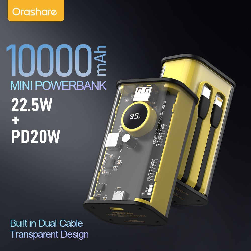 Orashare OT10CL Powerbank Built-in Cable 10000mAh Digital Display ...
