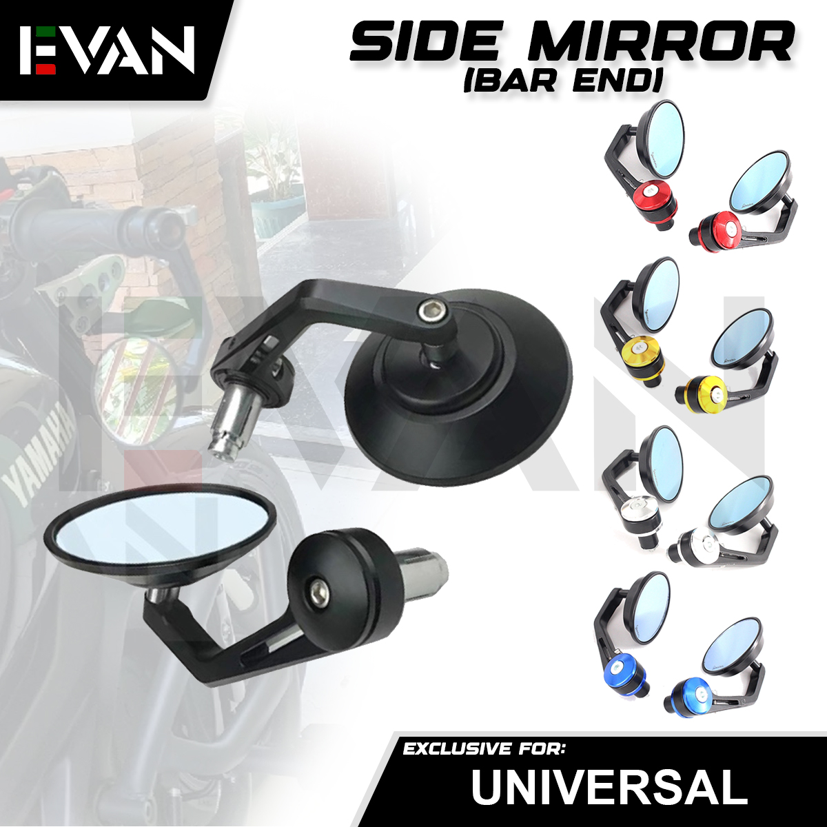 EVAN.PH Universal Adjustable Round Alloy Bar End Rear View Mirror for Motorcycle #5221 | Shopee ...