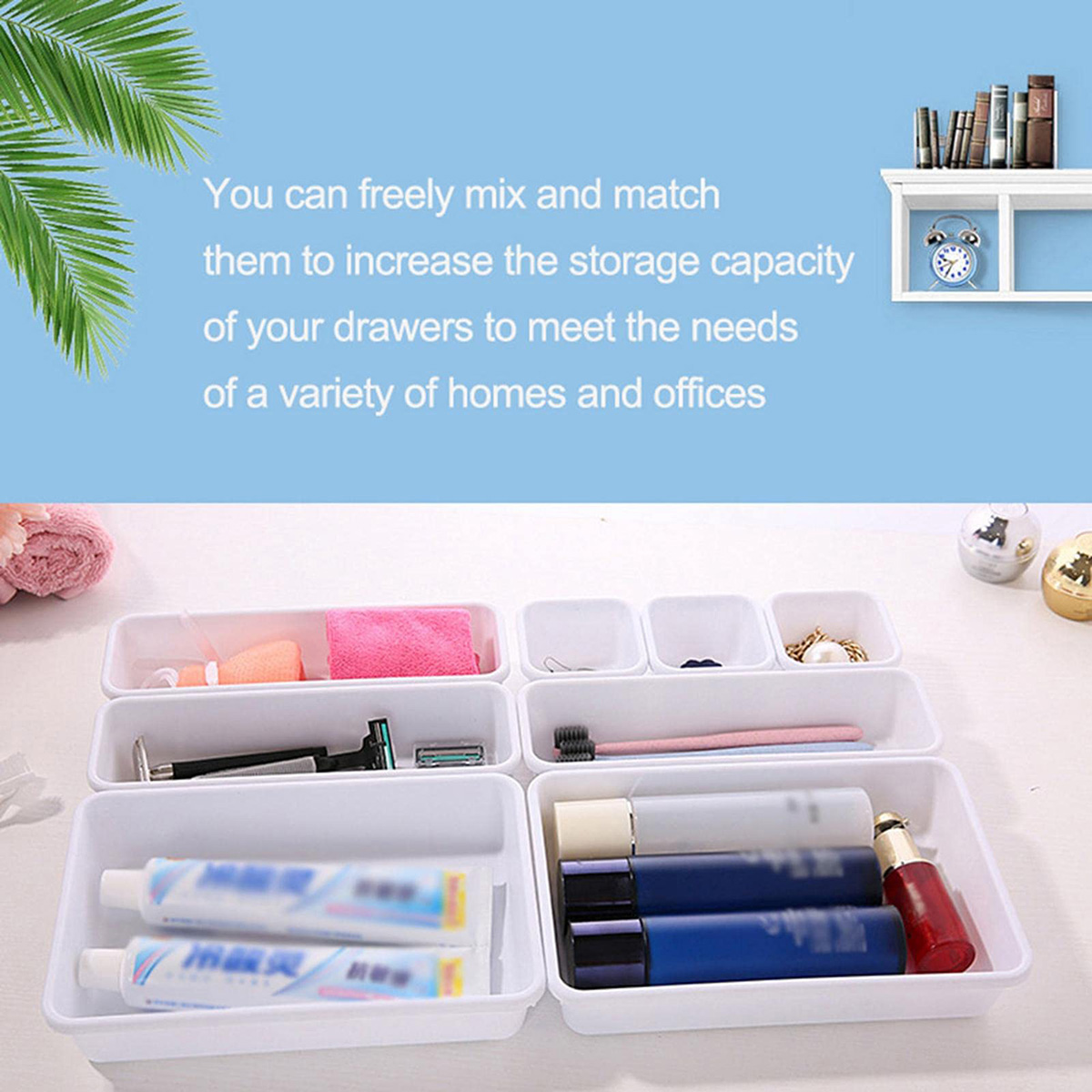 8Pcs Kitchen Drawer Storage Box Set Household Tray Organizer With ...