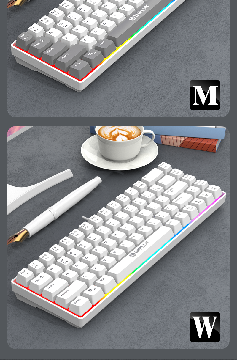 Inplay BK680 RGB Gaming Keyboard Rainbow Light Waterproof Smooth ...