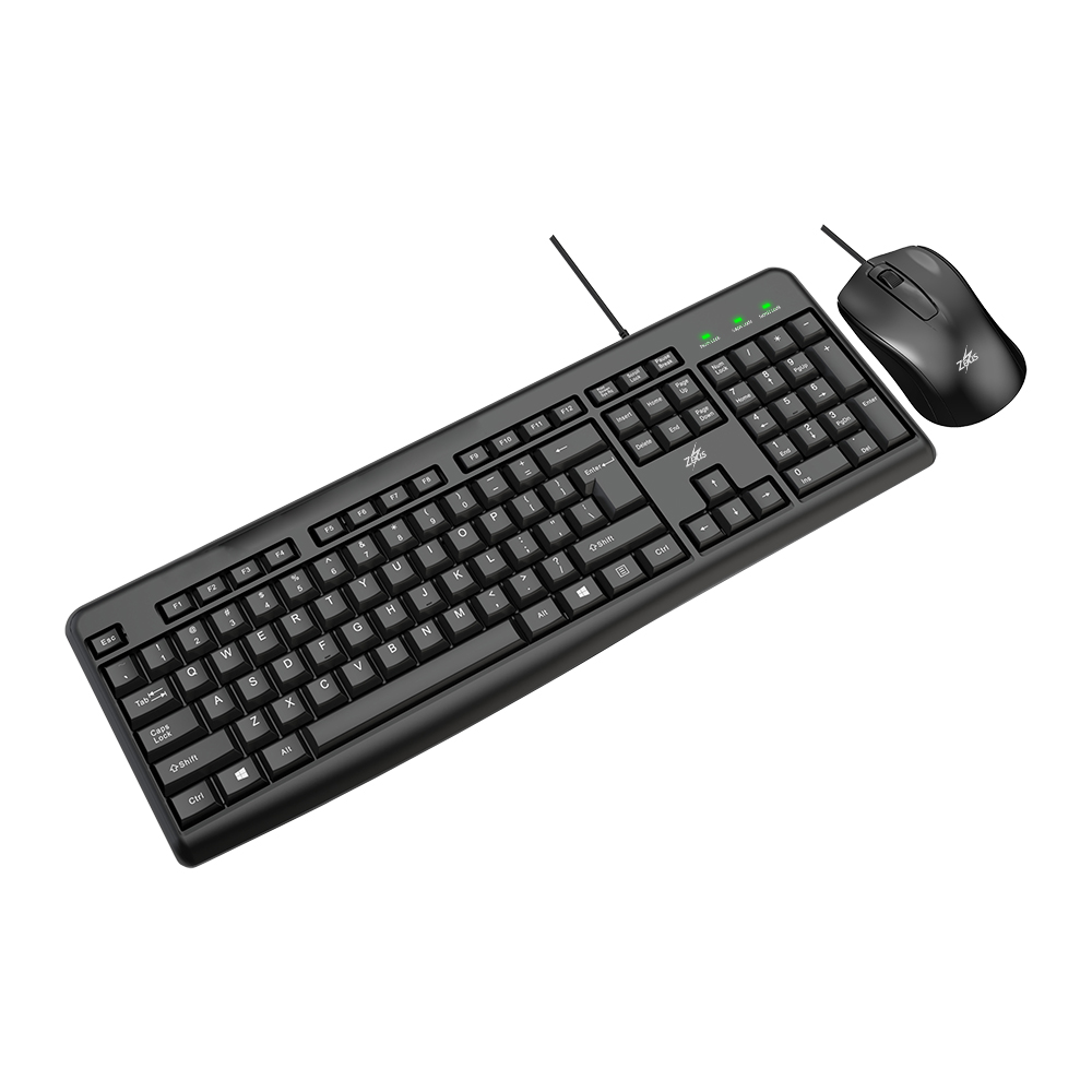Zeus GK-718 Slimline Wired Keyboard and Mouse Combo Set USB Plug-and ...