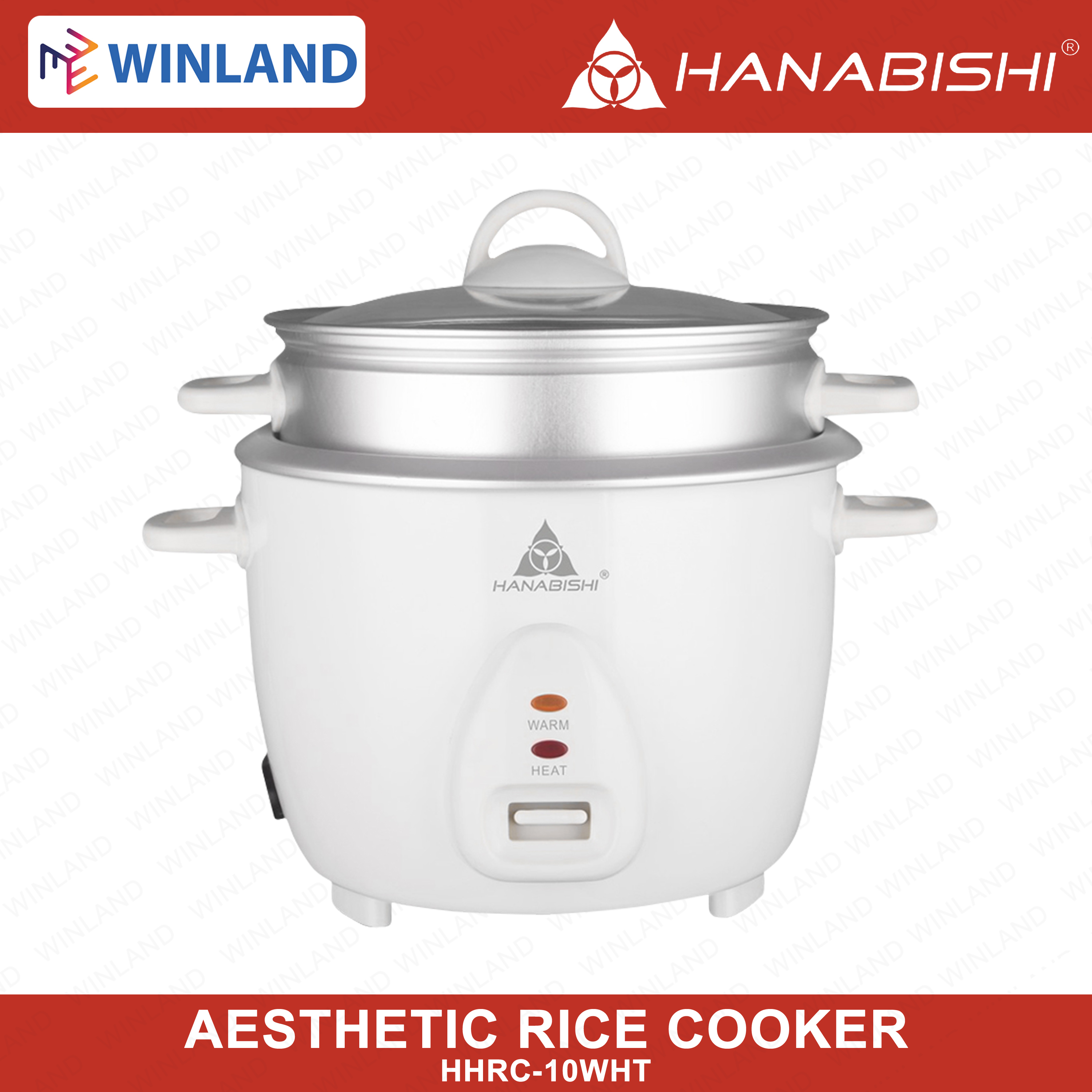 Hanabishi by Winland Aesthetic Rice Cooker 1L Serves 3cups Glass Cover ...